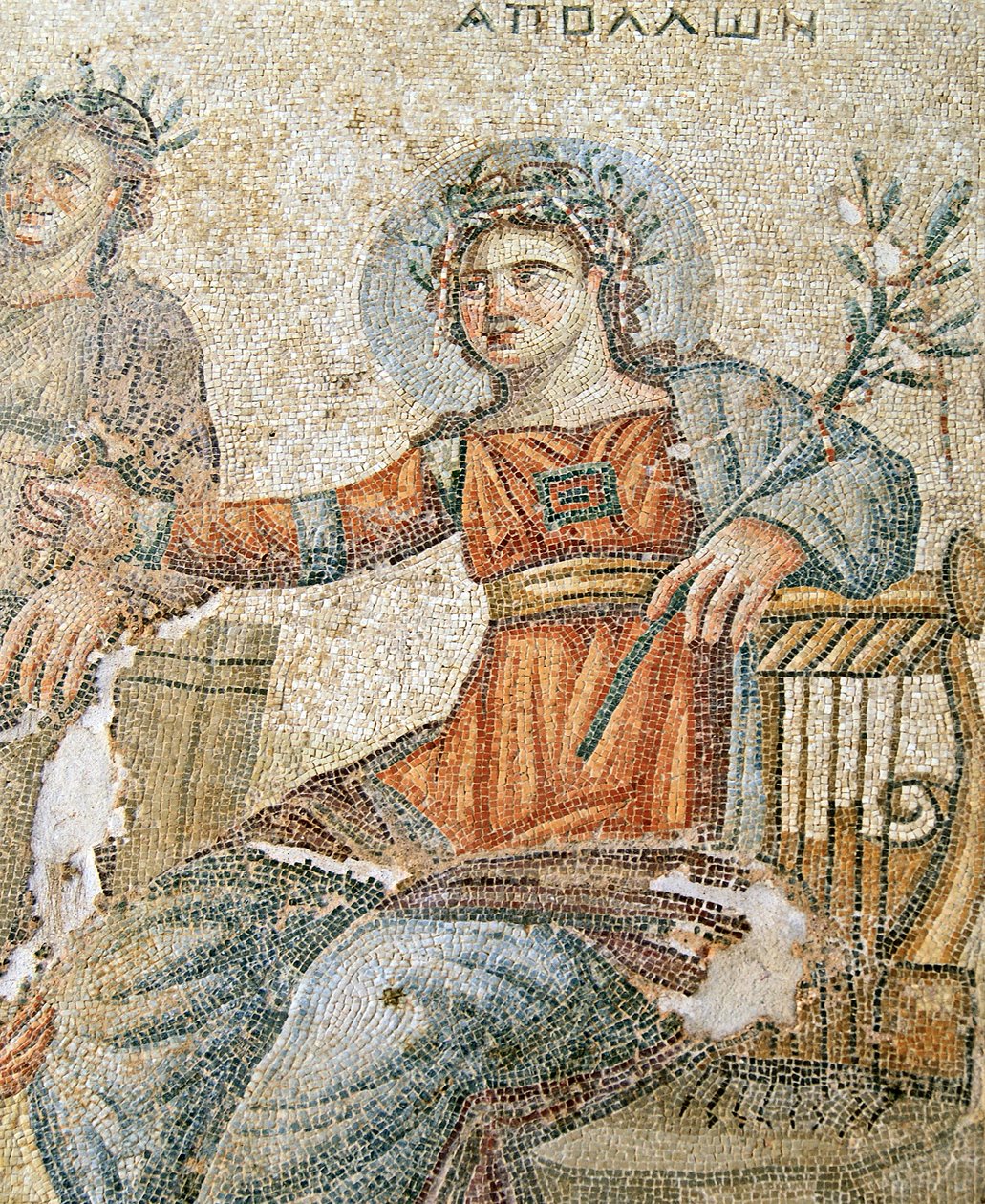 The Apollo and Marsyas Mosaic, Detail of Pliny and Apollo, House of ...