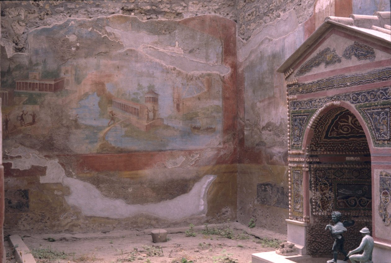 Pompeii, Casa de Diana and Amphitrite Fountain and Wall Painting, Italy