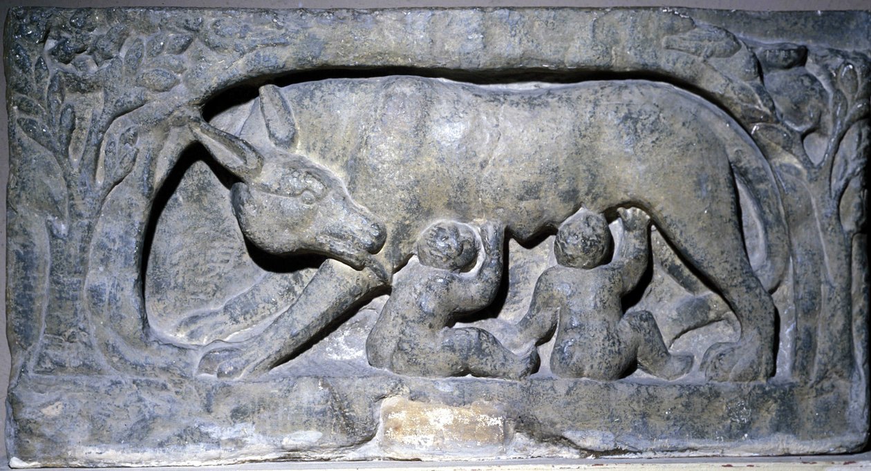 Relief in Limestone of Lupercal: Wolf with Romulus and Remus, Museum of Avenches