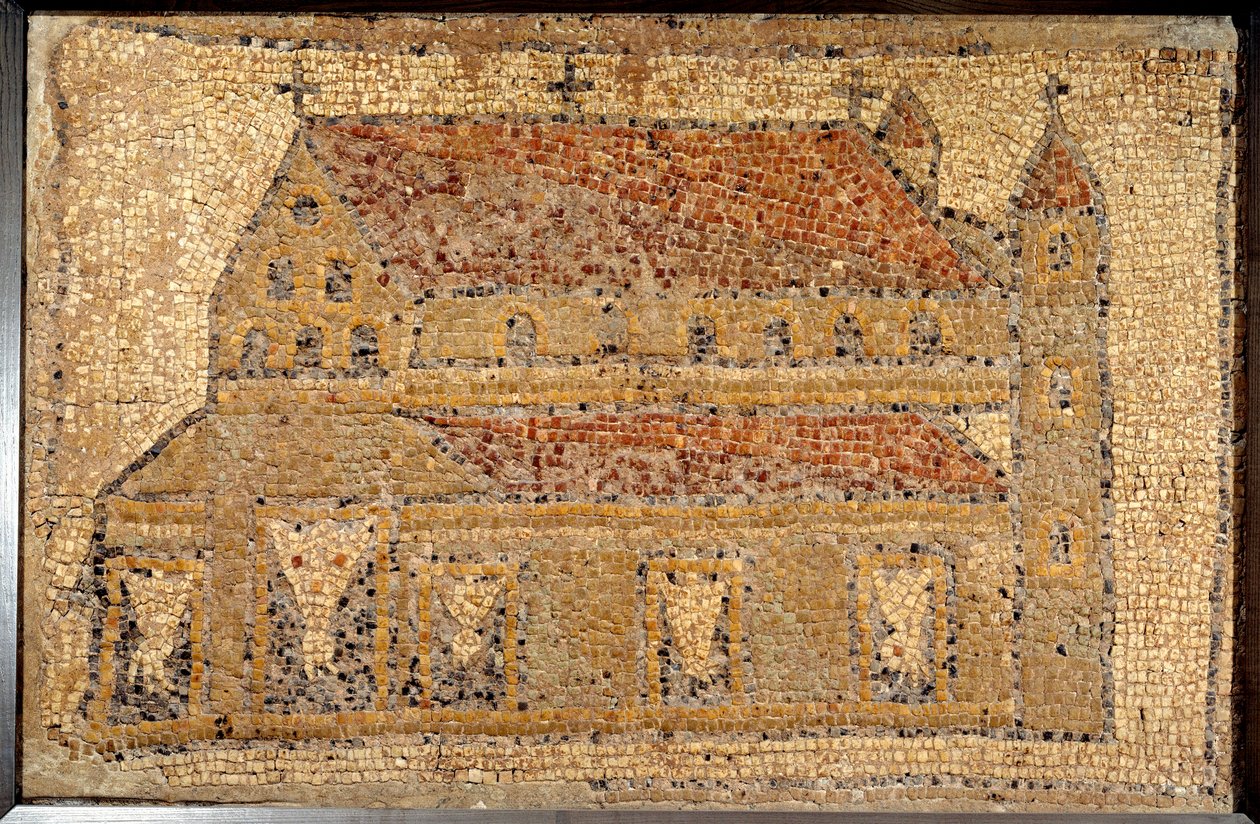 Roman Art: Mosaic of a Basilica Represented in Perspective, 2nd Half of ...