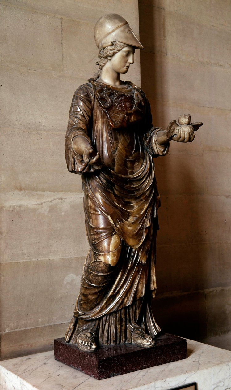 Statue of Minerva Draped and Covered with the Egide Holding an Owl
