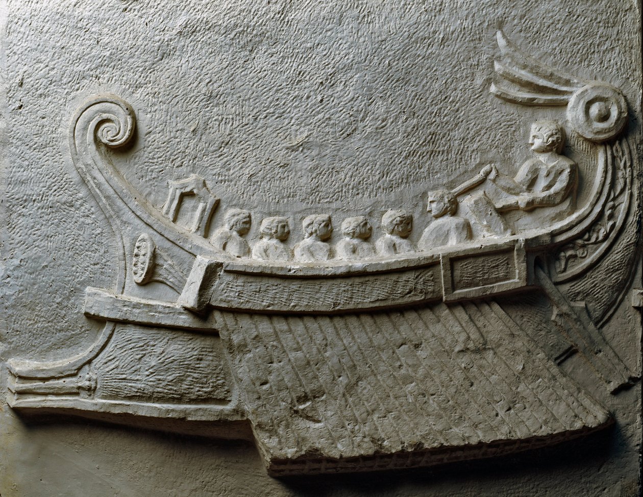 Trireme carrying armed soldiers by Roman Roman