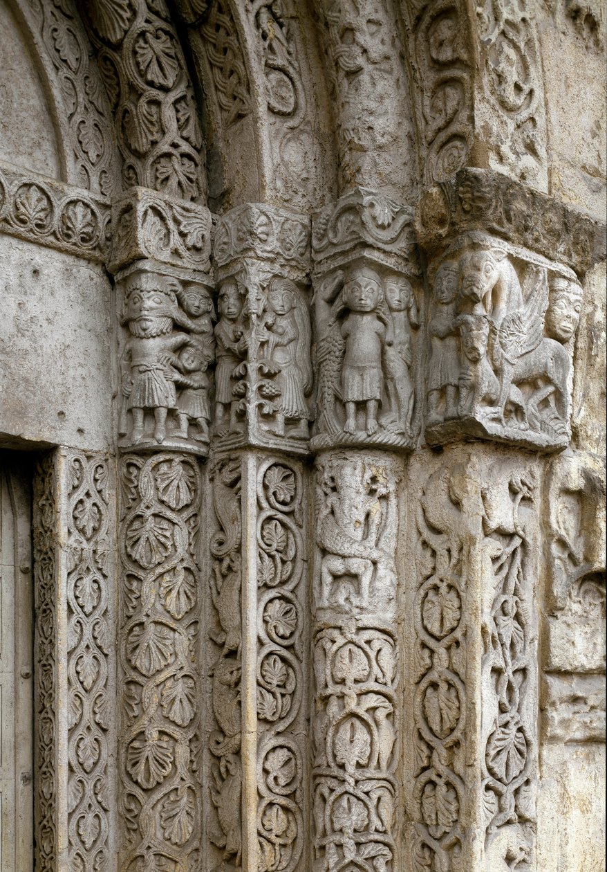 Detail of the facade right side of the gate of the Basilica, early 12th ...