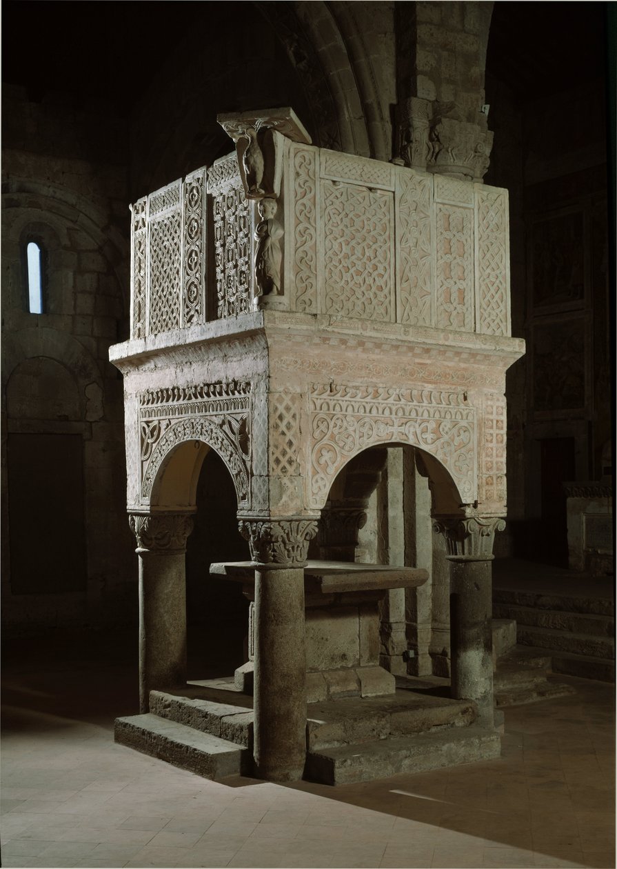 Romanesque Art: Pulpit of the Church Decorated with Marble and Reliefs ...