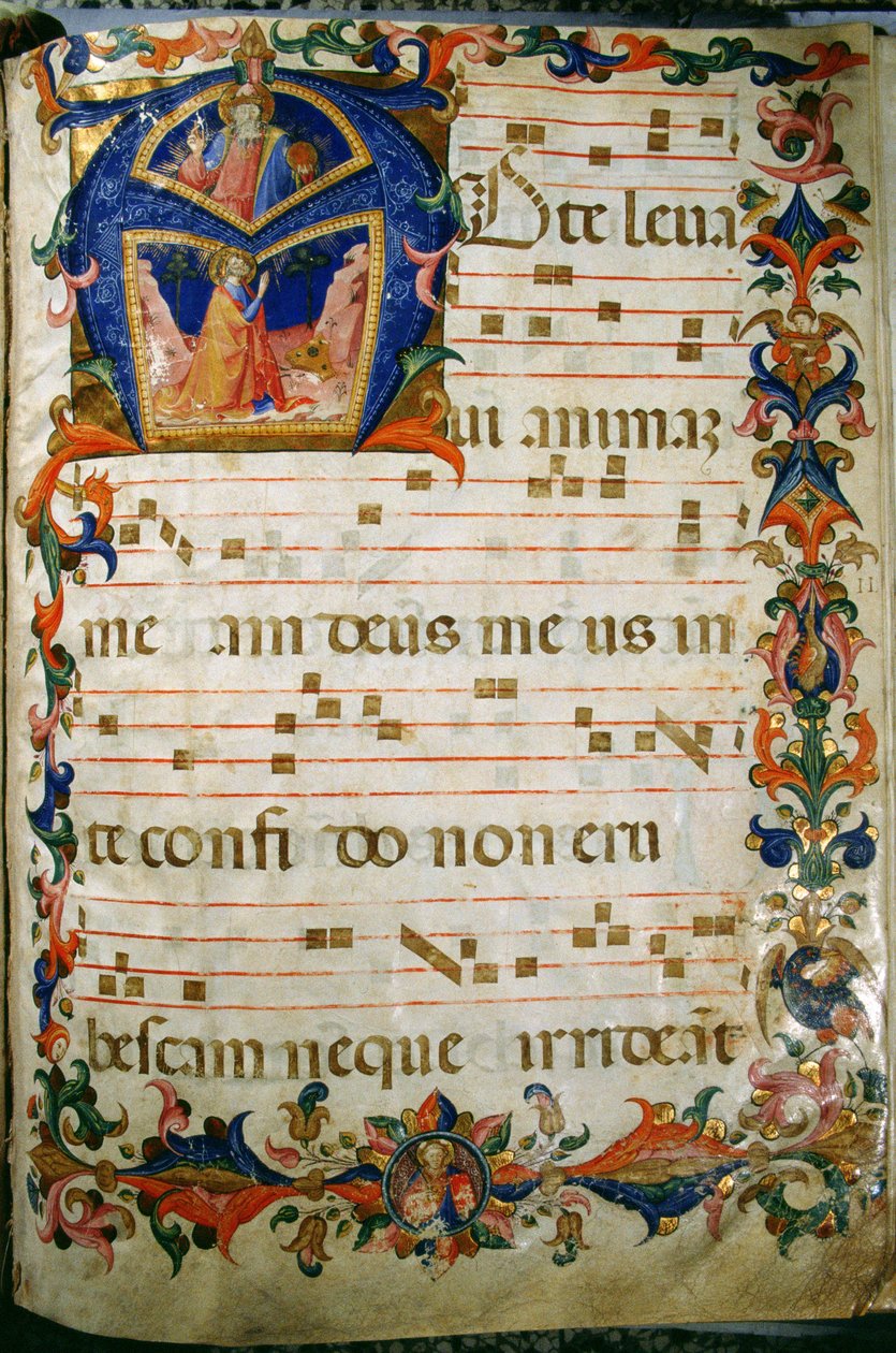Historiated Initial 'A' Depicting King David and God the Father