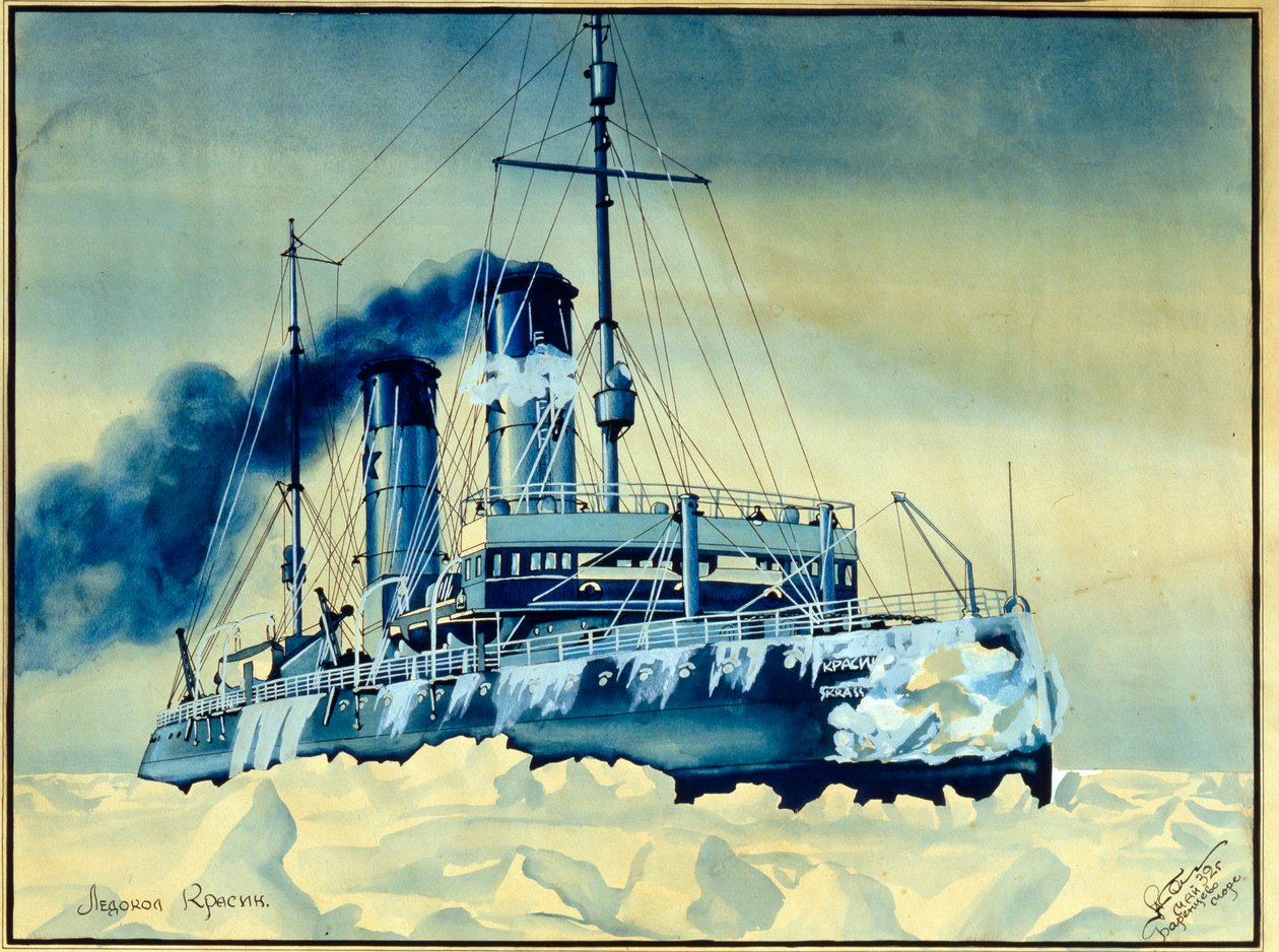 The Krasin Ice Cream Breeze Among the Ice Blocks in the Barents Sea