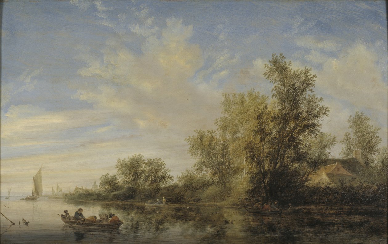 River Landscape by Salomon van Ruysdael: Fine art print