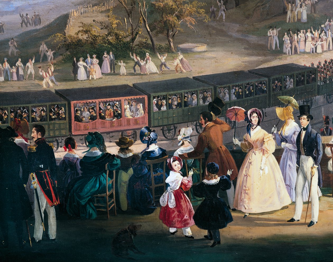 Ferdinand II on train during maiden voyage of Naples-Portici Railway ...