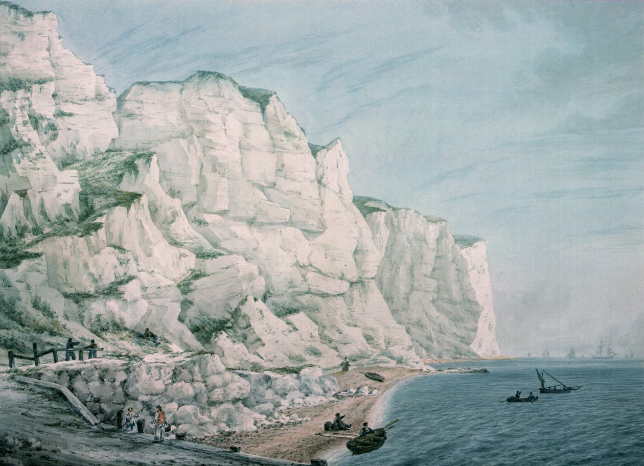 Study of Cliffs: Sailing Vessels in the Offing and Small Boats with ...