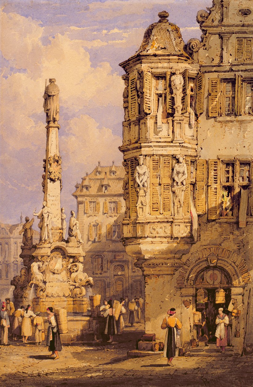 The Market Square, Wurzburg, Bavaria by Samuel Prout