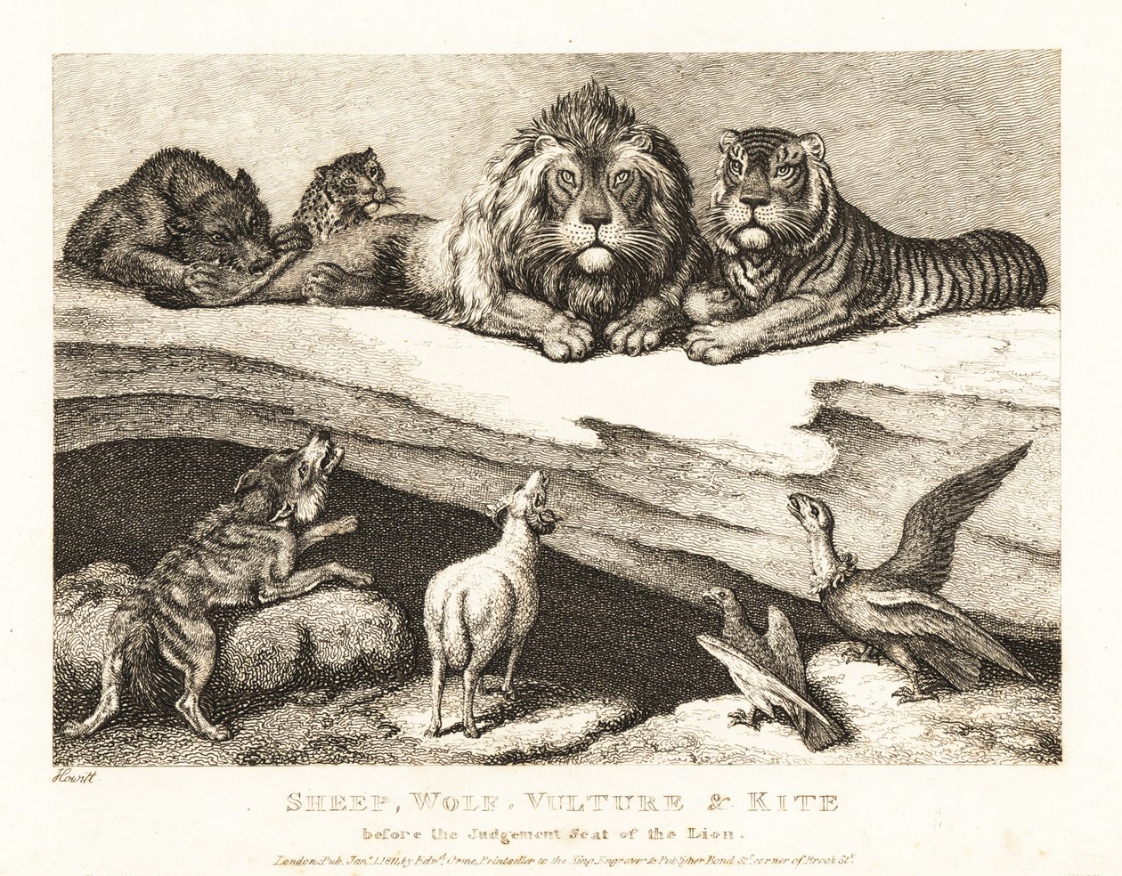 A Courtcase Between Animals, with Lion and Tiger as Judges