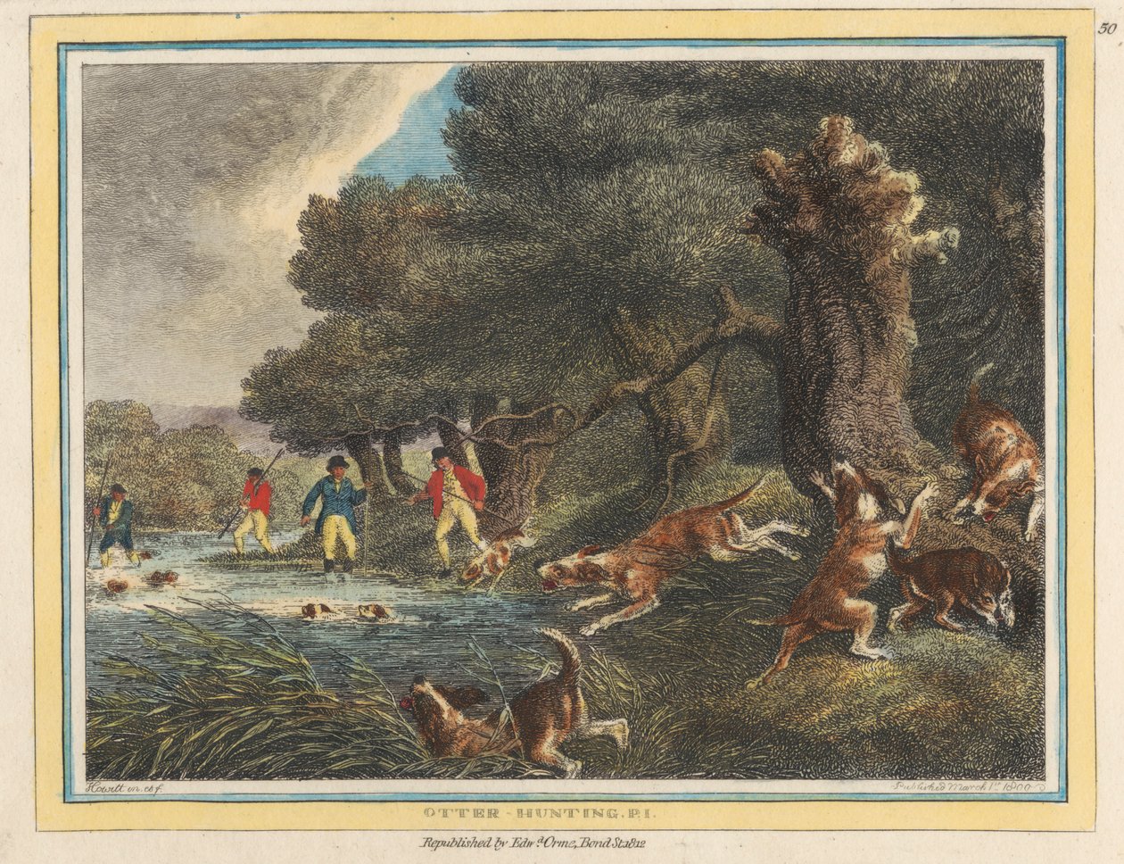 Otter Hunting, Plate 1 by Samuel Howitt: Fine art print