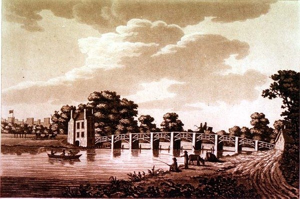 South East View of Datchet Bridge, illustration from 'Picturesque Views ...