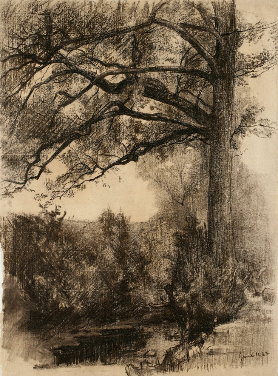 Landscape with large tree by Samuel Isham: Fine art print