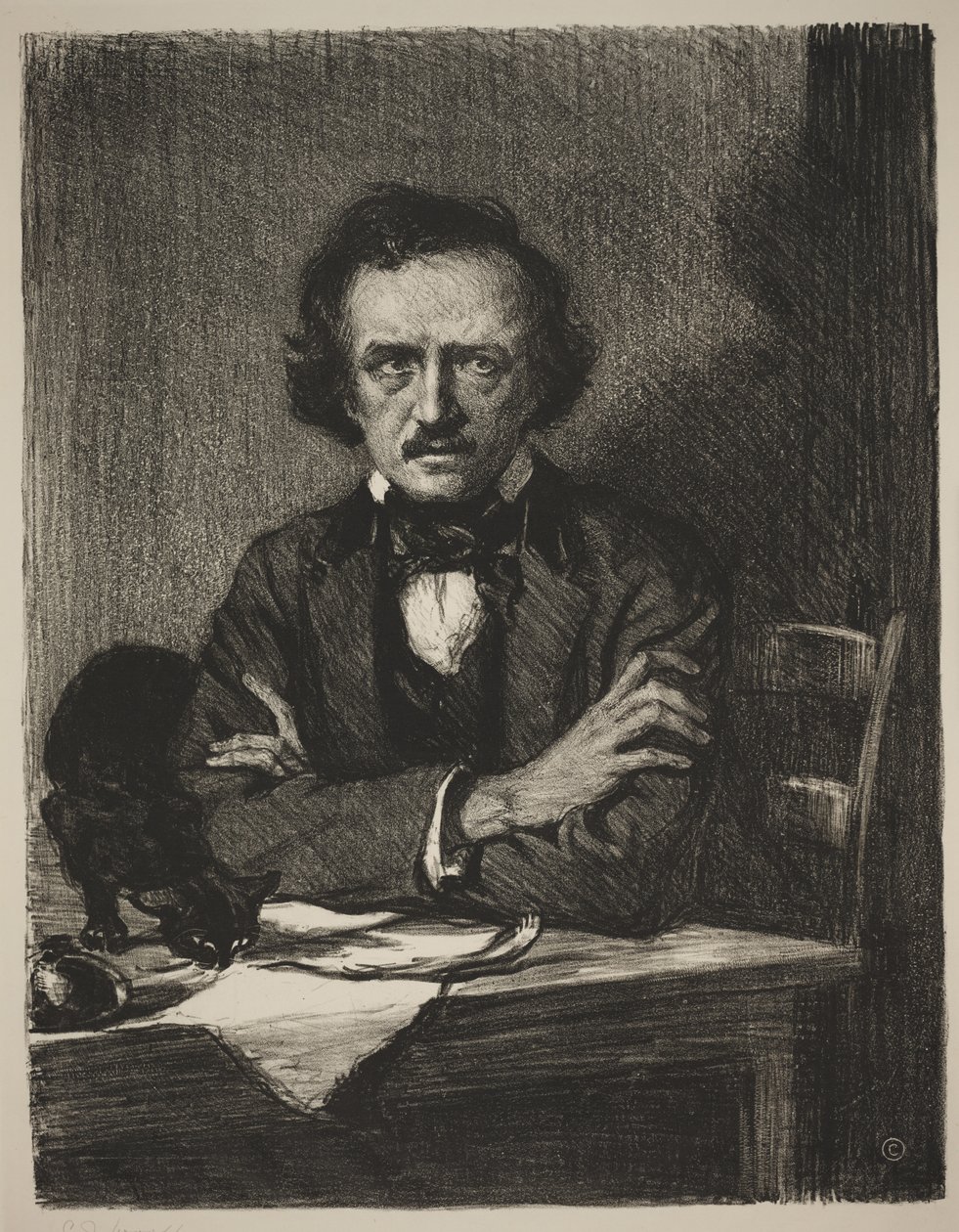 Edgar Allan Poe by Samuel Johnson Woolf: Fine art print
