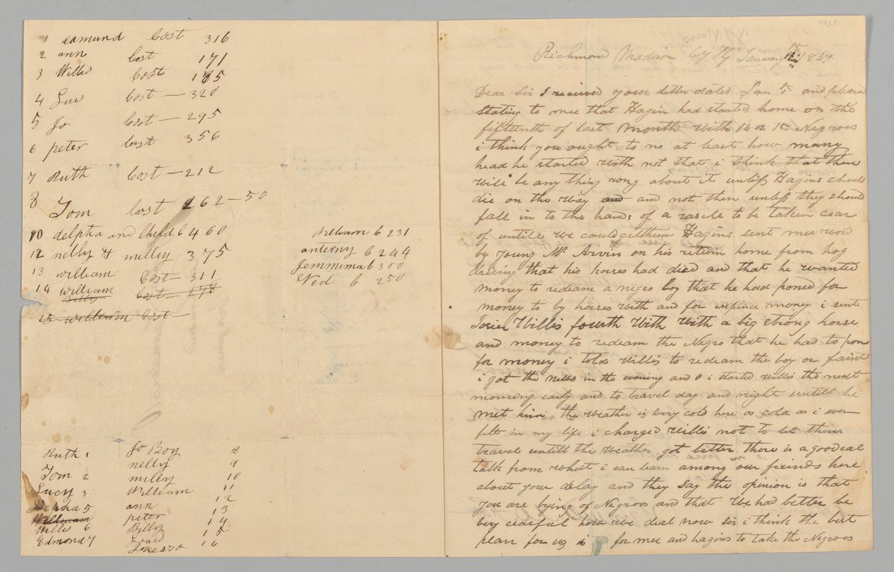 Letter to Giles Saunders from Samuel Fox Regarding the Slave Trade