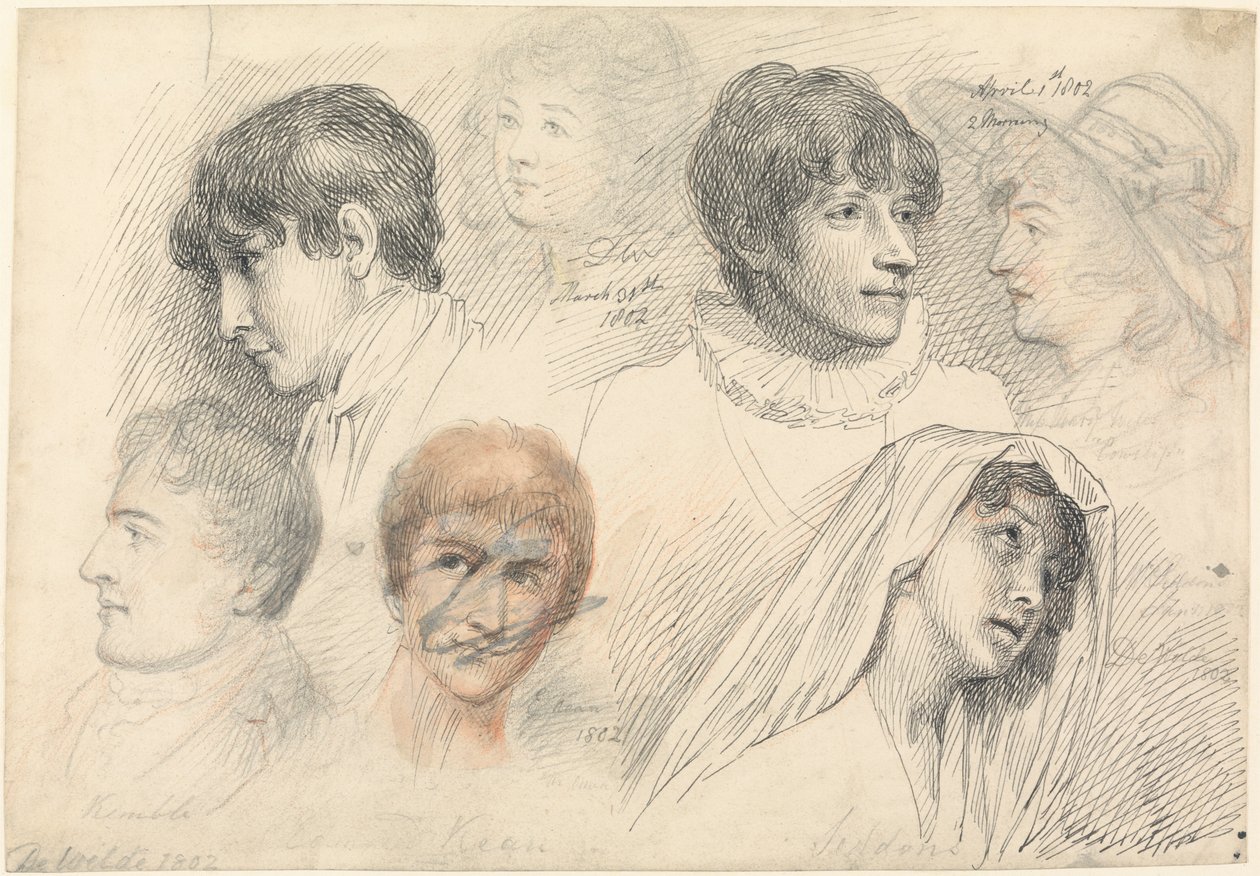 Portrait Studies of Actors including Mary Wells as Cowslip, John Kemble ...