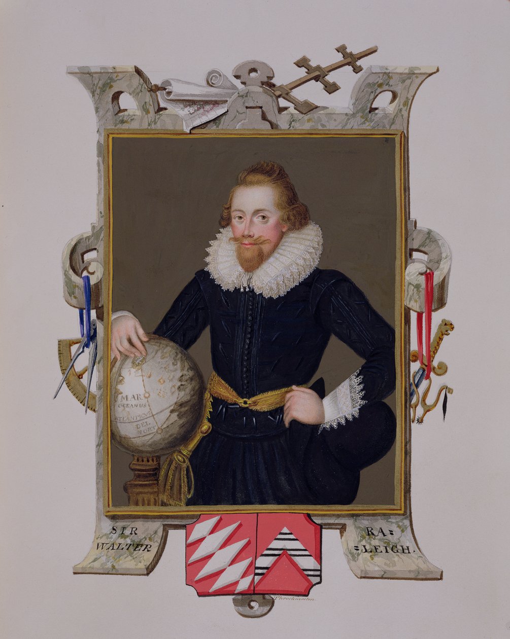 Portrait of Sir Walter Raleigh from 'Memoirs of the Court of Queen ...