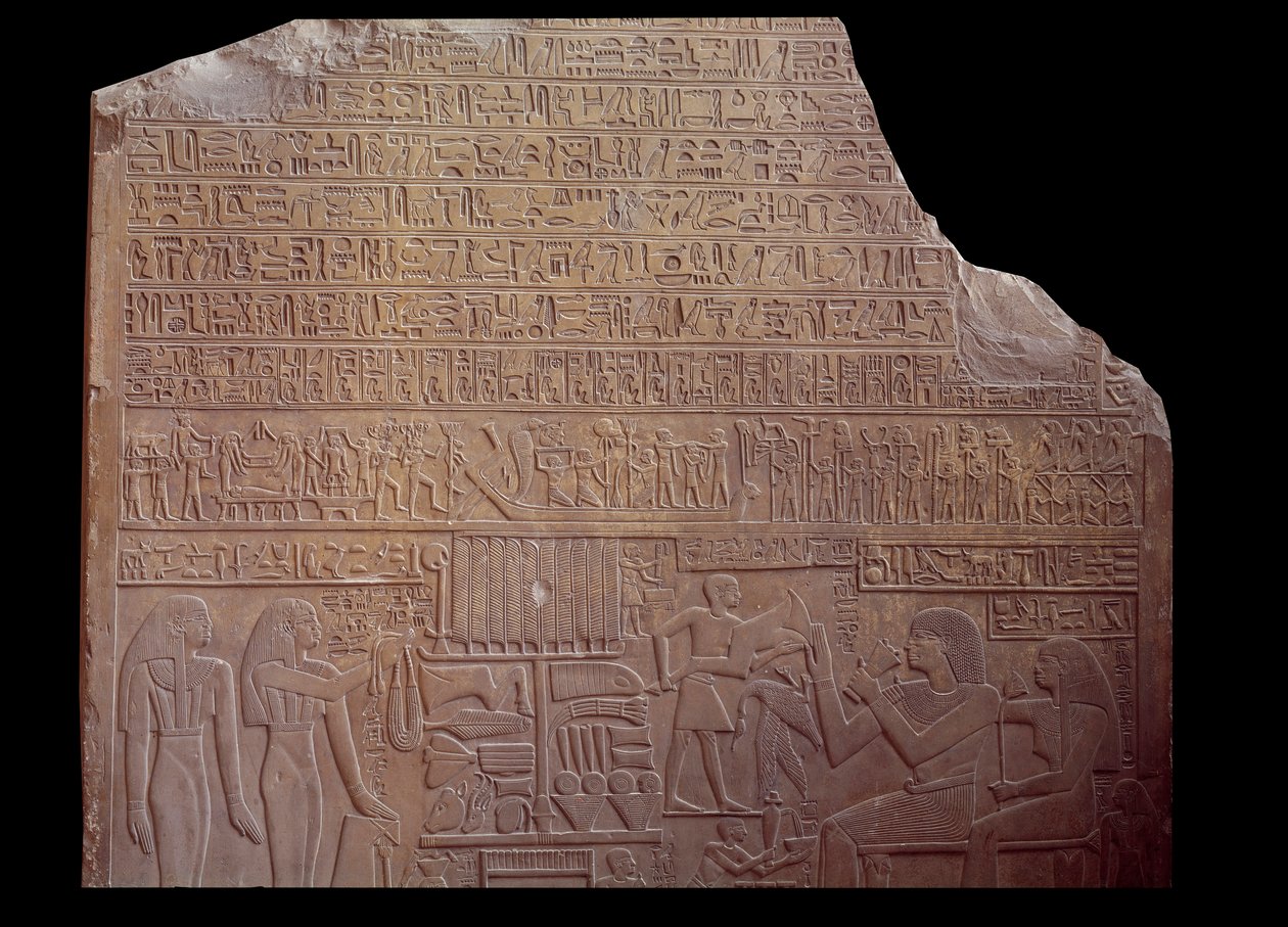 Ancient Egypt: funerary stele covered with an inscription in code ...