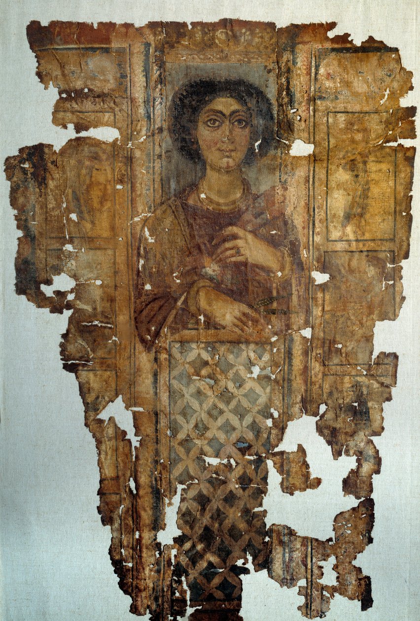 Painted and Gilded Linen Shroud of a Woman from Antino