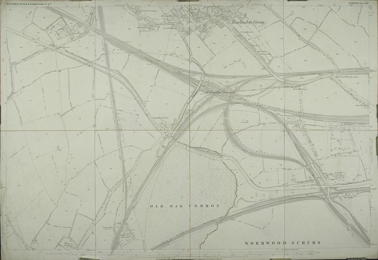 Map of Willesden, London by School English: Fine art print