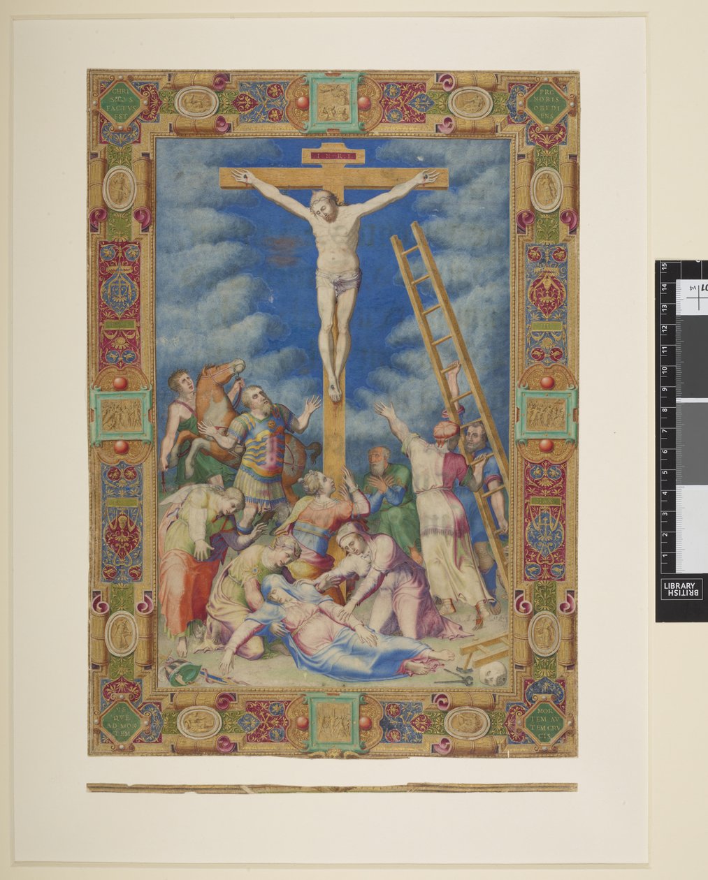 The Crucifixion of Christ, 'A collection of miniatures and borders cut ...