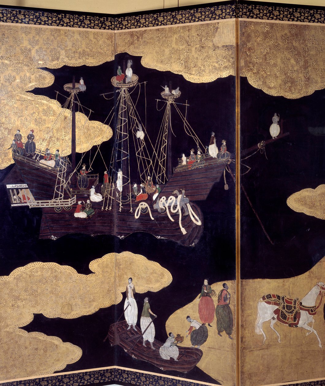 Portuguese screen: a representation of the arrival of Portuguese Jesuit ...