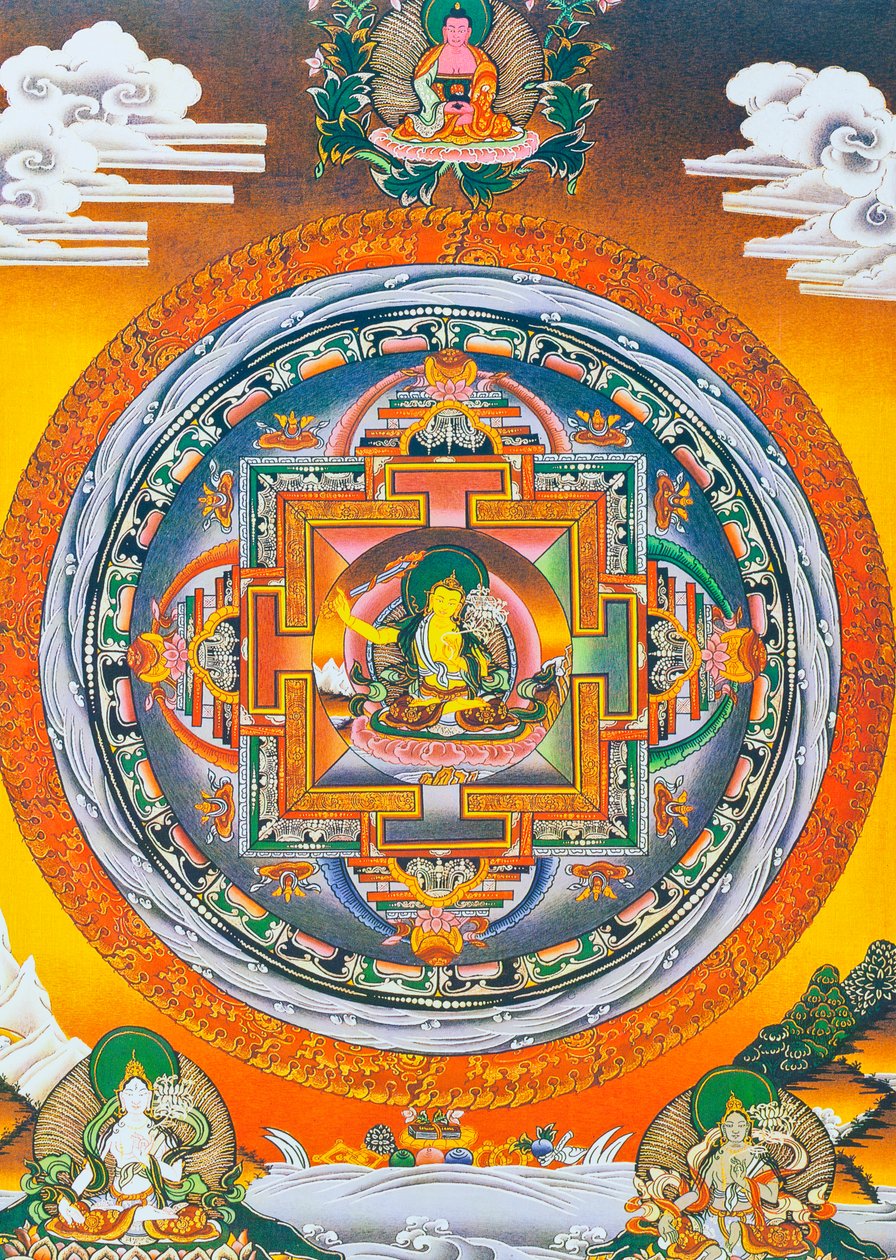 Manjushree Mandala, where the central figure represents the god of ...