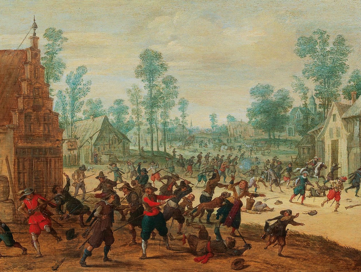Fighting Soldiers in a Village by Sebastiaen Vrancx