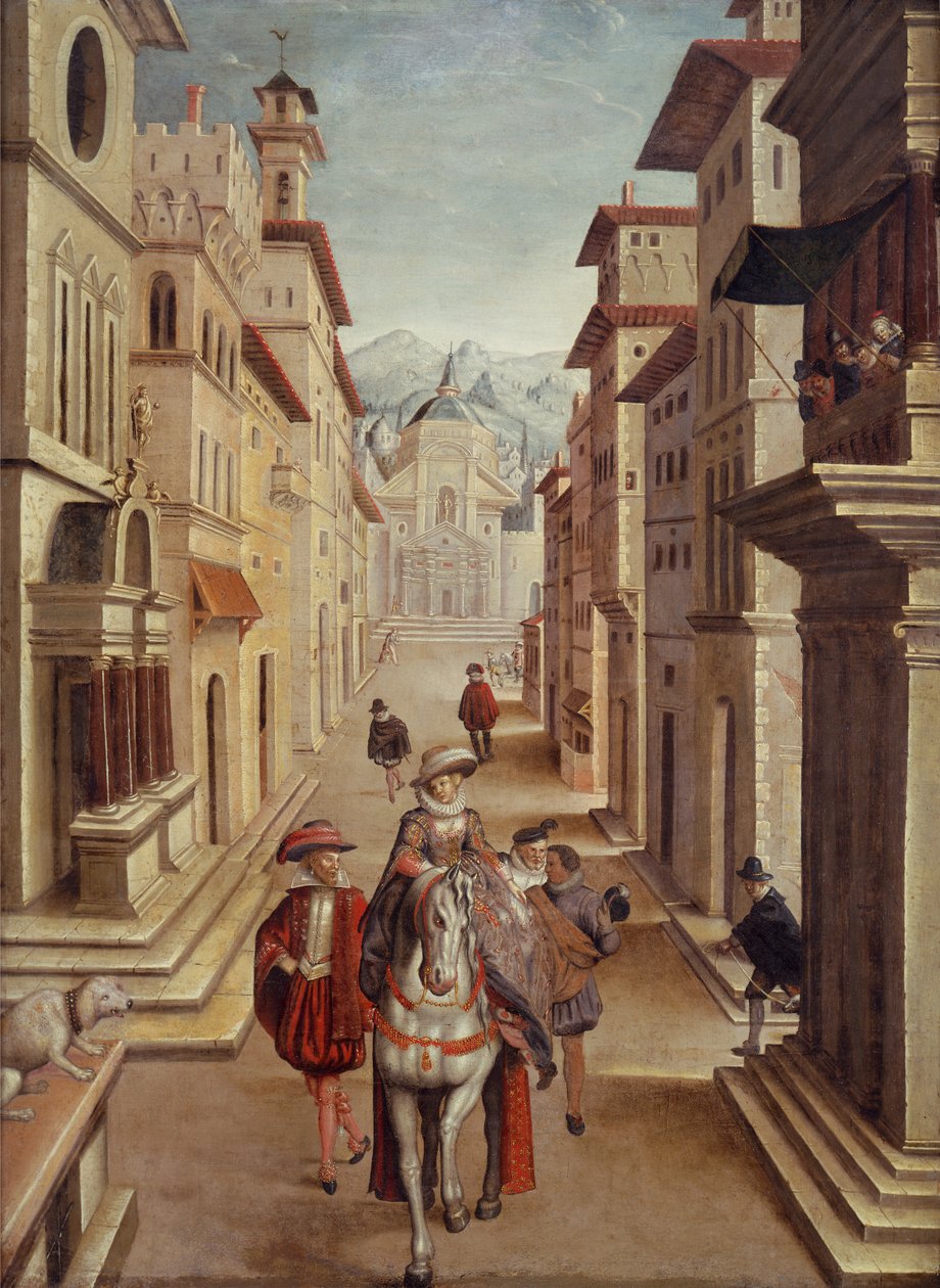 Elegant Figures in an Italianate Renaissance Street