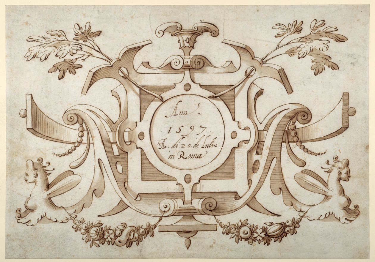 Strapwork cartouche associated with the set of his Roman Views