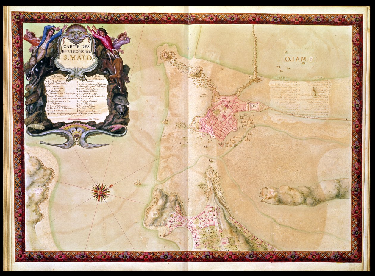 Map and Plan of Saint-Malo, from the 'Atlas Louis XIV', 1683-88