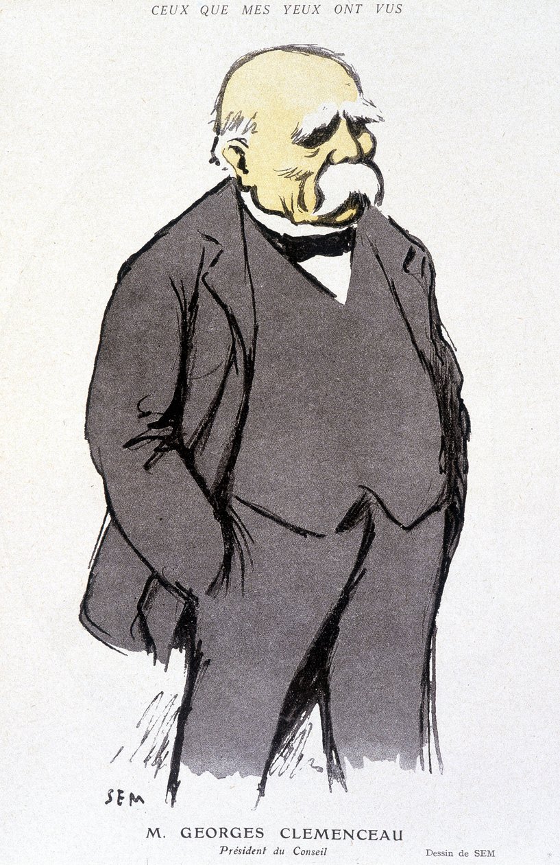 Portrait of Georges Clémenceau - by Sem, in 'Fantasio' of 01/02/1918 ...