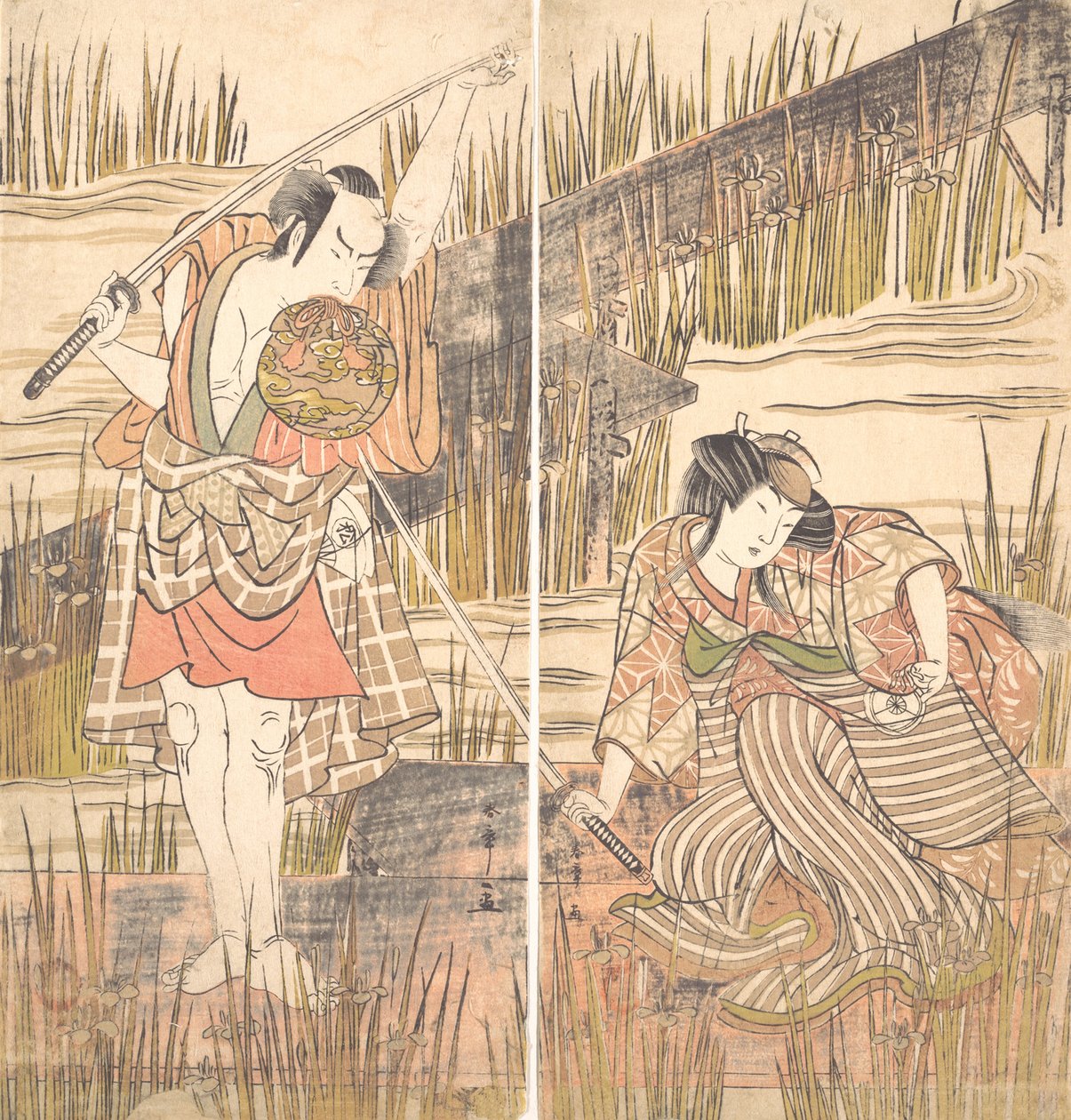 The Actor Onoye Matsusuke with Sword Held Above His Head with Both Hands