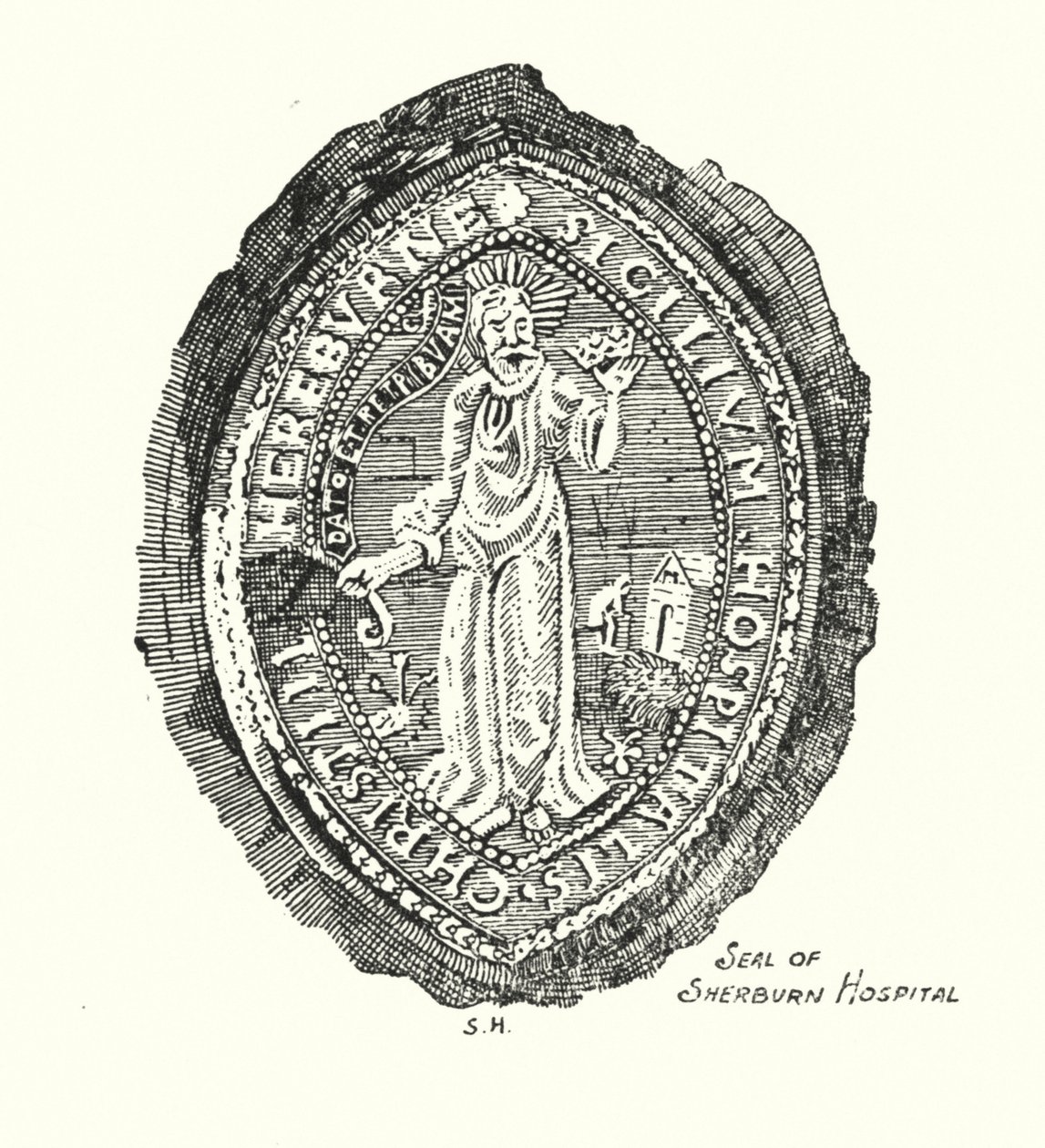 Seal of Sherburn Hospital by Sidney Heath: Fine art print
