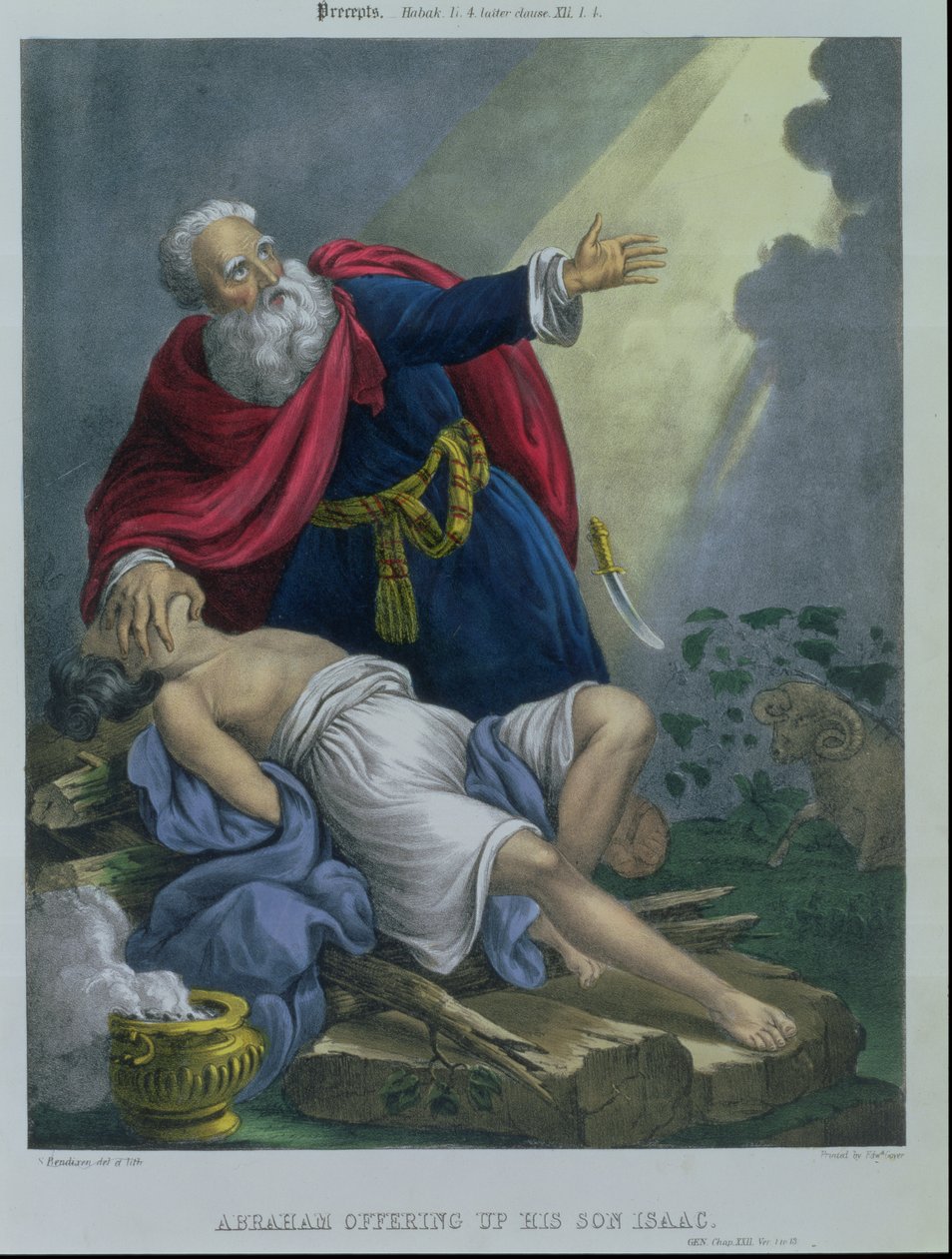 Abraham Offering Up his Son Isaac, from a Bible printed by Edward Gover