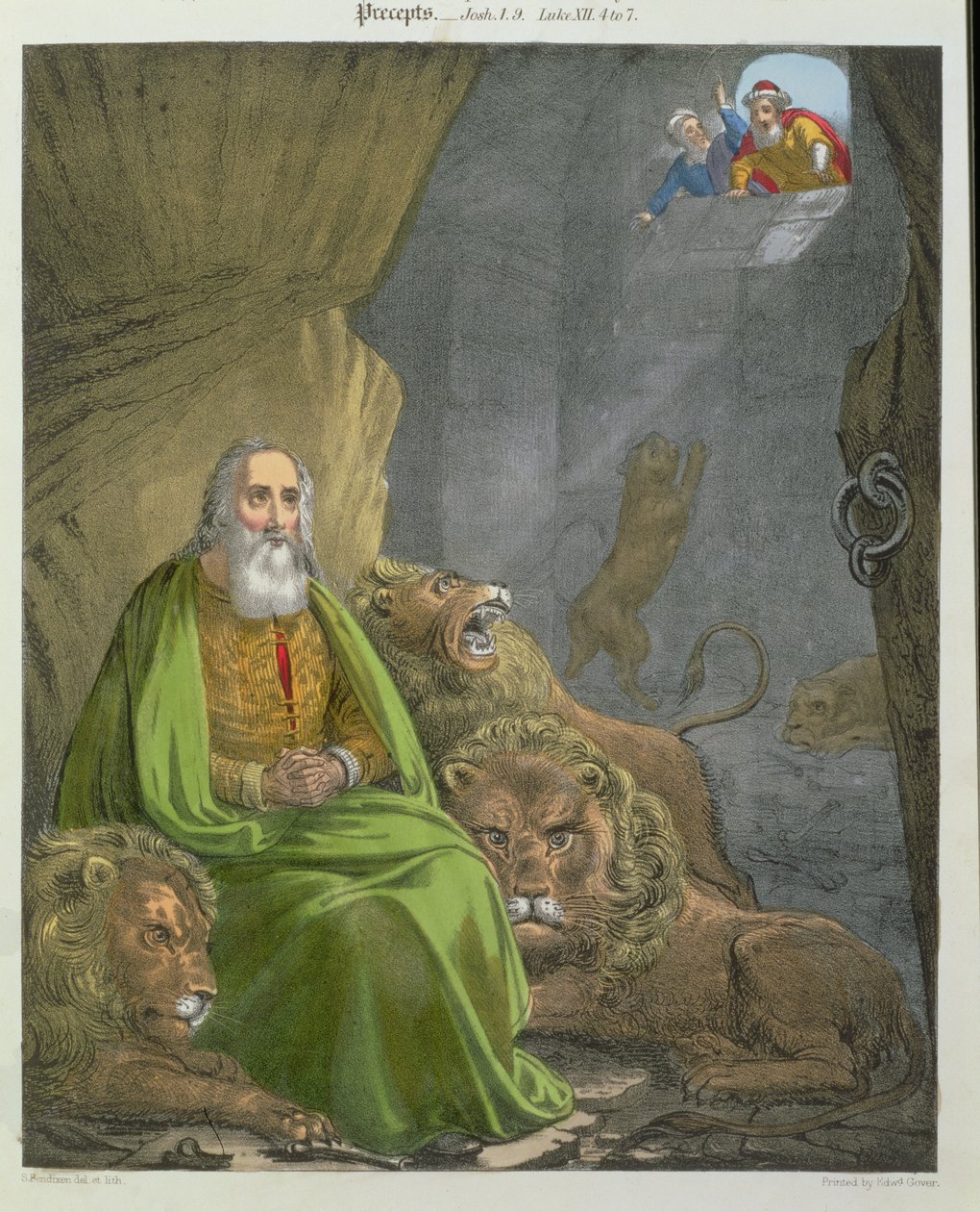 Daniel in the Lions' Den, from a Bible Printed by Edward Gover, 1870's