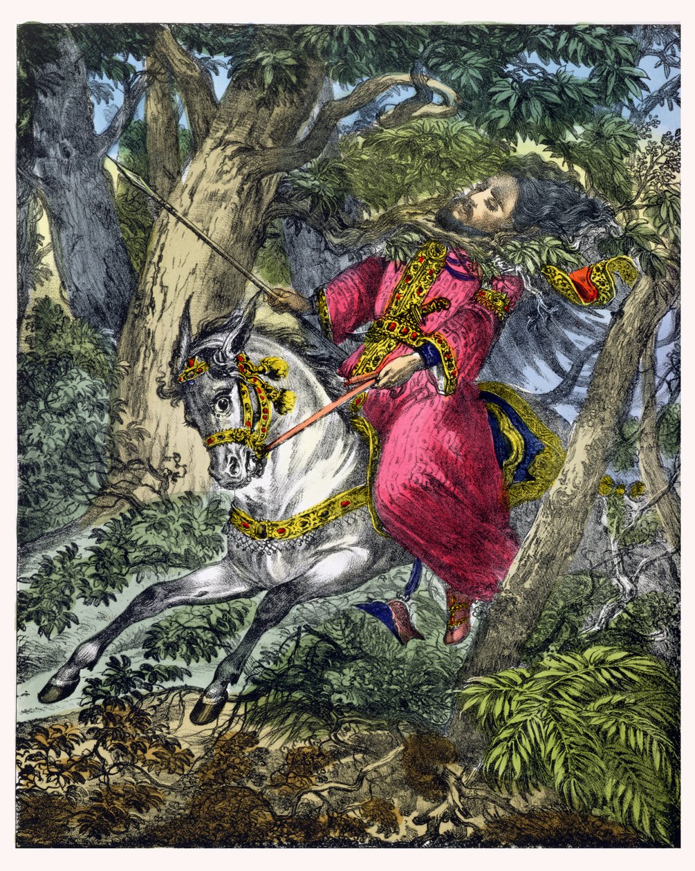 The Death of Absalom, from a bible printed by Edward Gover, 1870's