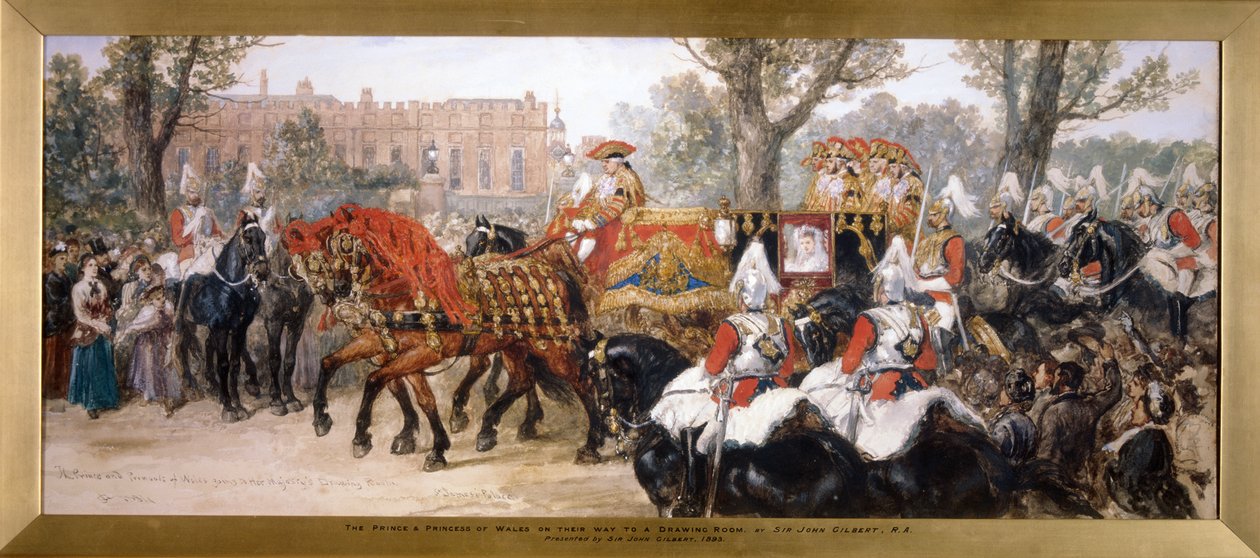 Royal procession of the carriage of the Prince and Princess of Wales ...