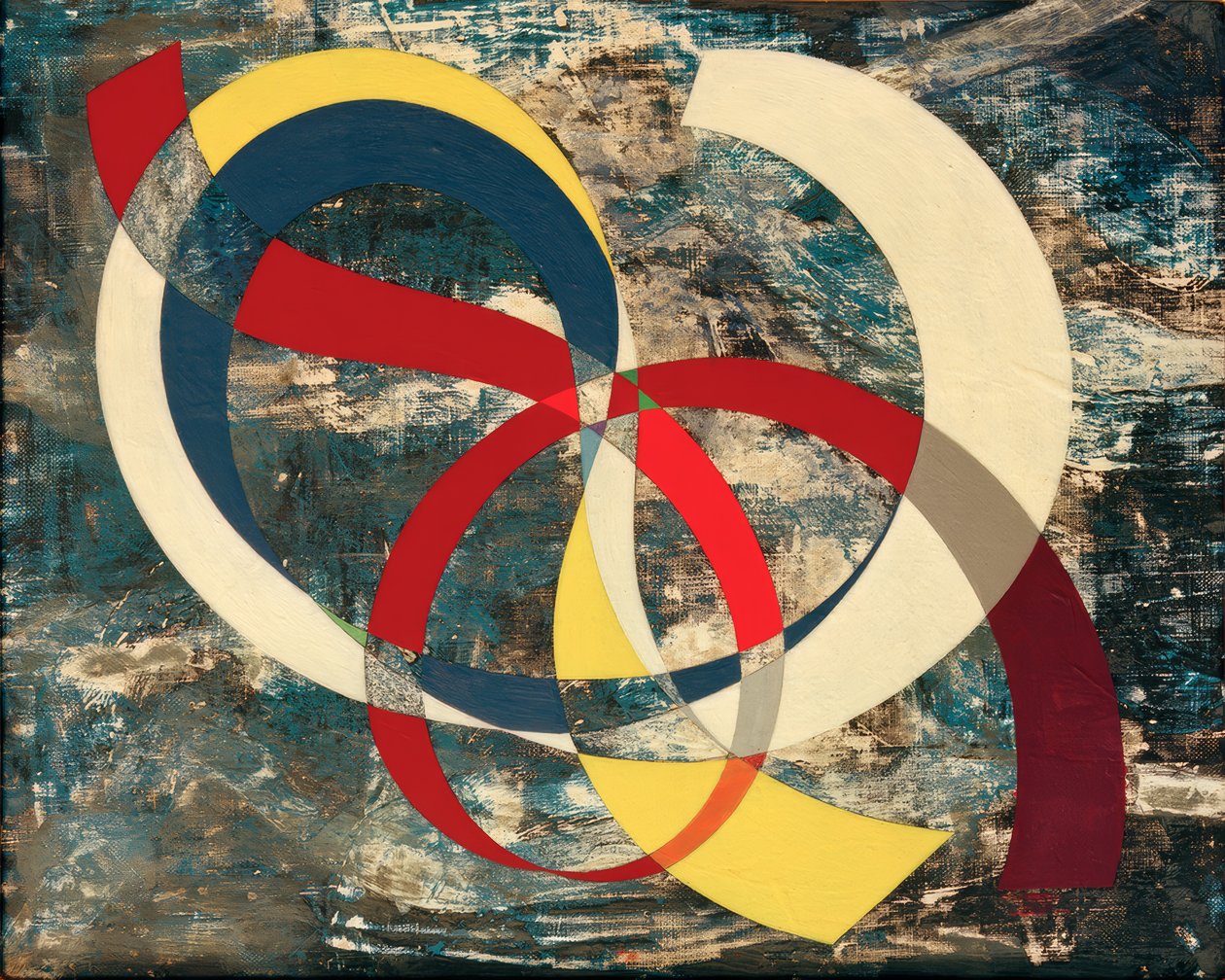 Brightly Colored Knot on Chaotic Background