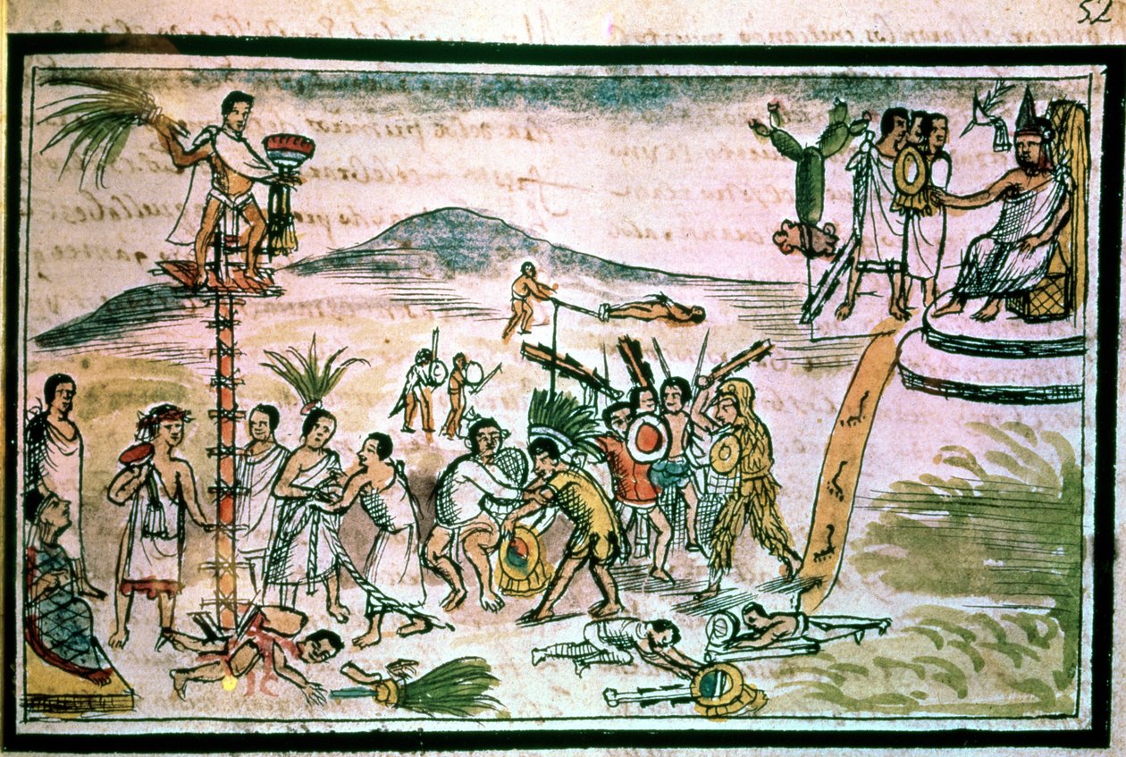 Aztec Warriors Engage in a Ceremonial Battle Known as the Flowery War