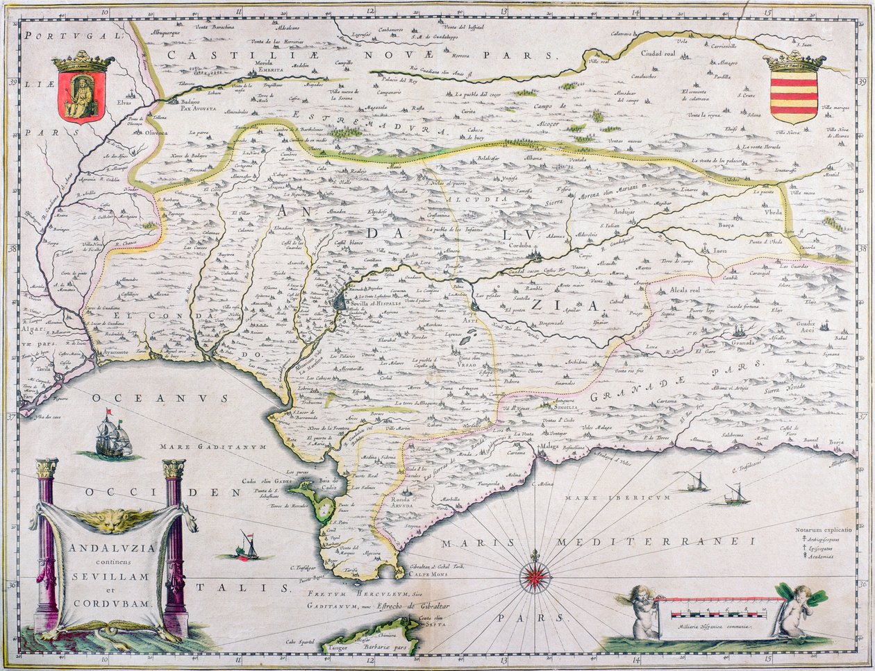 Map of Andalusia, Spain by Spanish School: Fine art print
