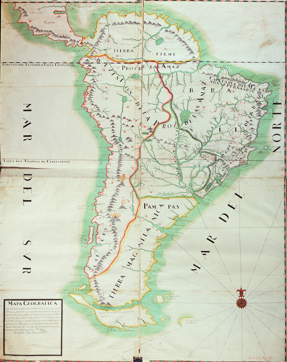Map of South America, 1777 by Spanish School: Fine art print