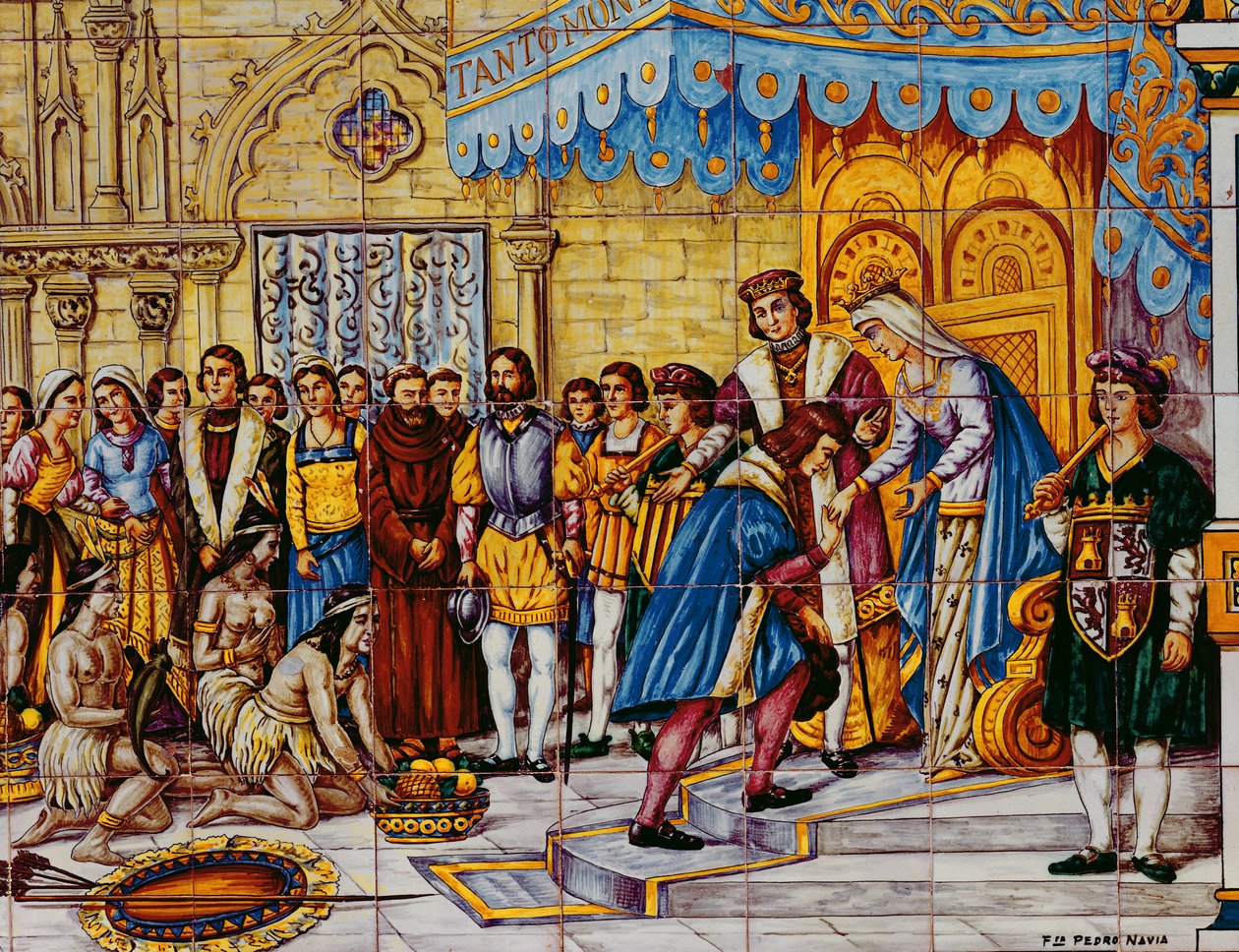 Tiles Depicting the Reception of Christopher Columbus by the Catholic ...