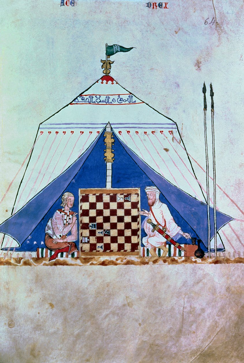 A Moor and a Christian Playing Chess in a Tent, from the 'Book of Games ...