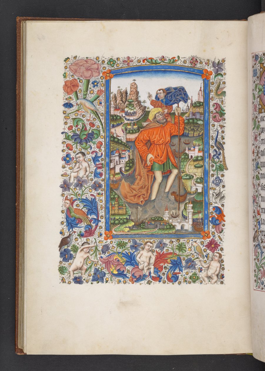 Saint Christopher carrying the Christ Child, 'Book of Hours'