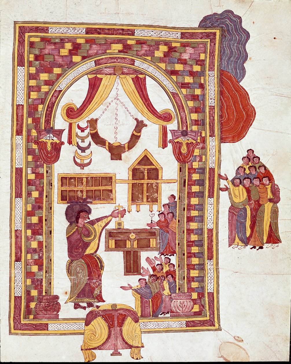 Mozarabic Art: the temple of Jerusalem, Aaron is represented as a high ...