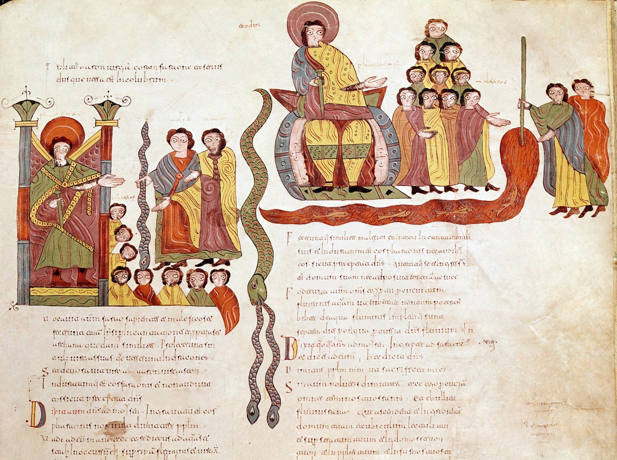 The Plagues: Water Turned into Blood, Page from a Mozarabic Bible