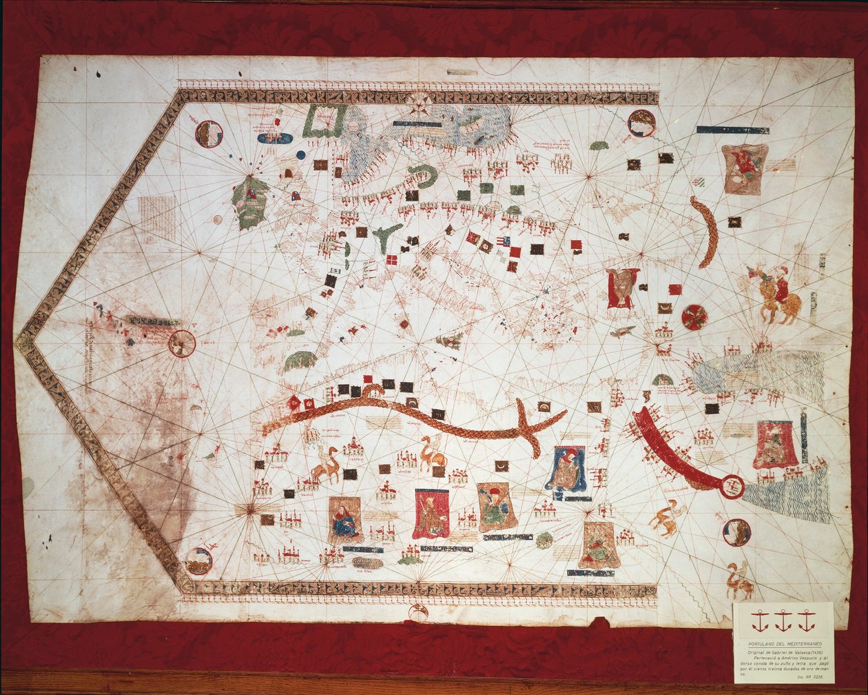 Spanish portolan chart by Spanish School: Fine art print