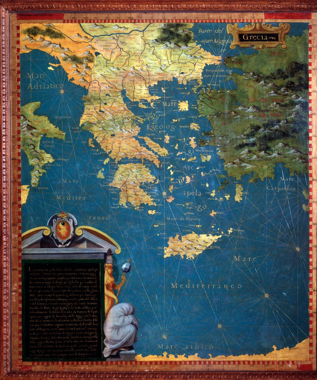 Greece Map by Stefano Buonsignori: Premium art reproduction